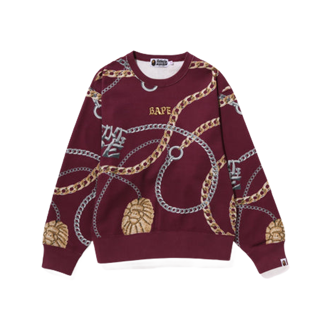 (W) 베이프 쥬얼 크루넥 버건디 | BAPE | KREAM
