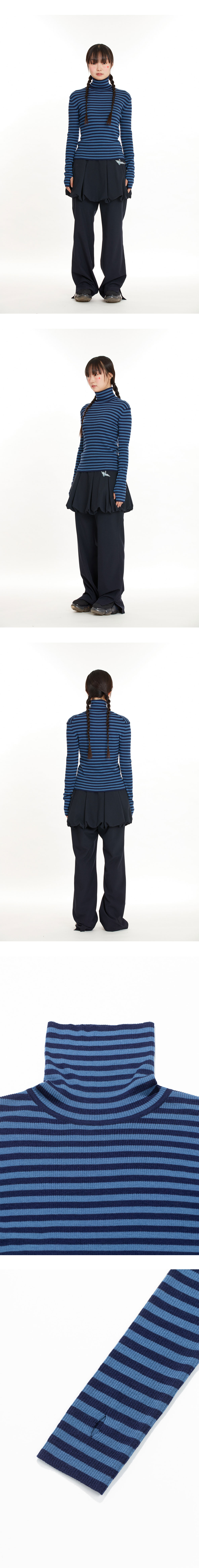 복복 우먼 스트라이프 터틀넥 네이비 | BOCBOK | KREAM