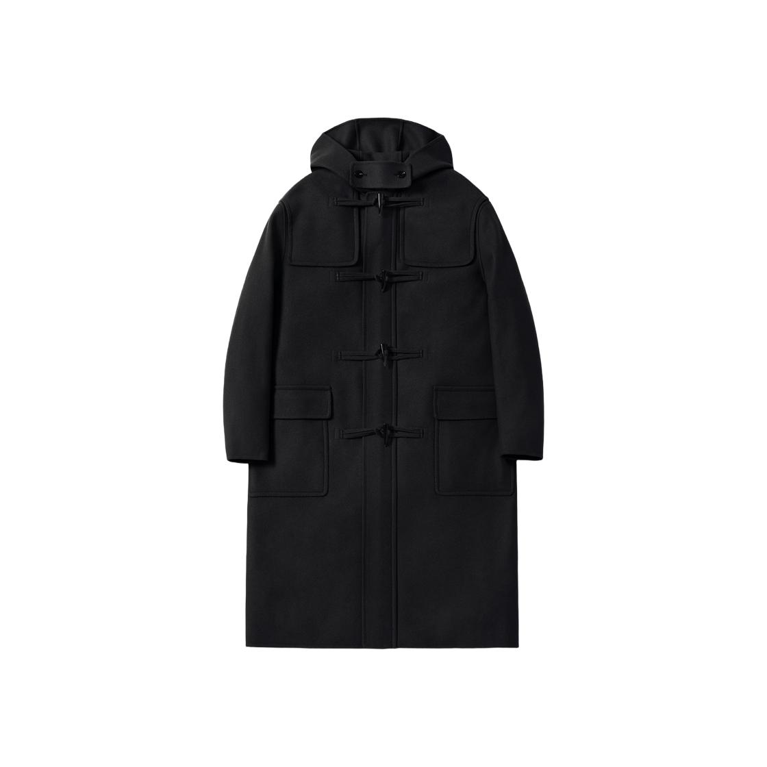 포터리 핸드메이드 더플 코트 피코램 더블 멜튼 울 클로스 소프트 터피 피니쉬 블랙 | Pottery | KREAM