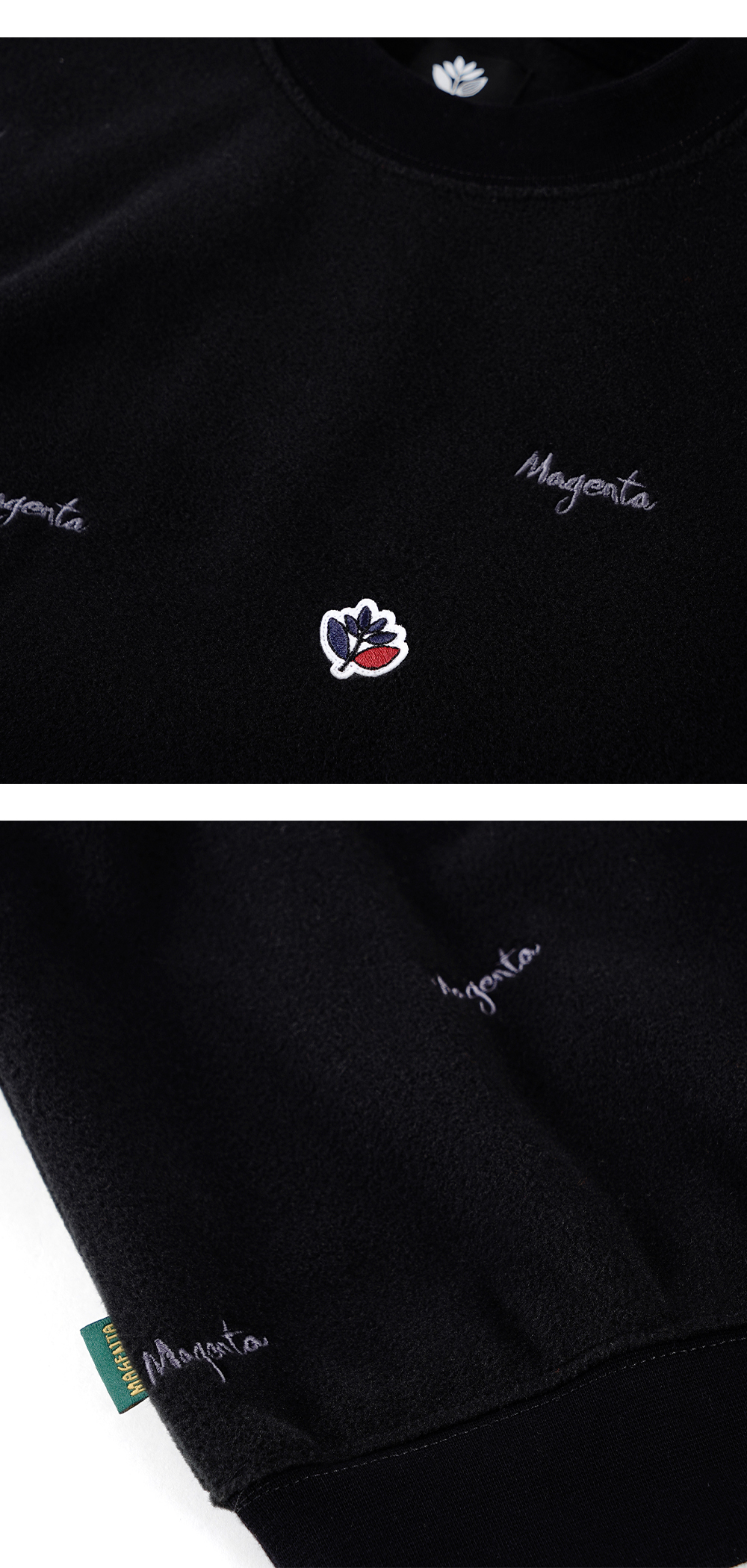 마젠타 스케이트보드 루프 플리스 크루넥 블랙 | Magenta Skateboards | KREAM