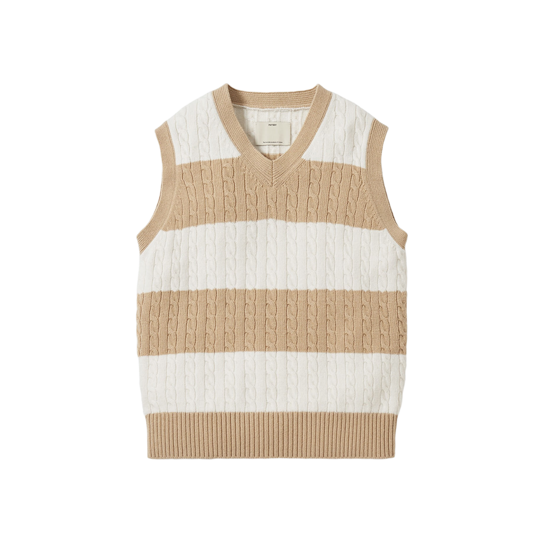포터리 브이넥 케이블 베스트 베이지 아이보리 | Pottery | KREAM