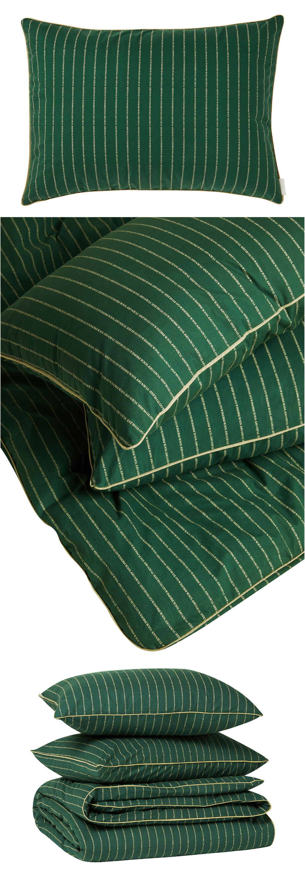 세이투셰 핀스트라이프 베개 커버 그린 | Say Touche | KREAM