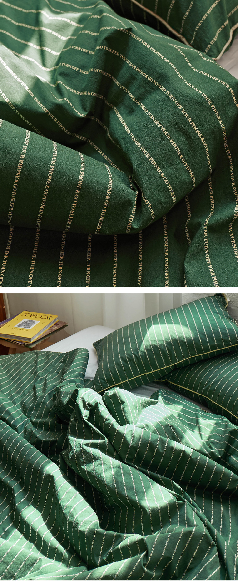 세이투셰 핀스트라이프 베개 커버 그린 | Say Touche | KREAM