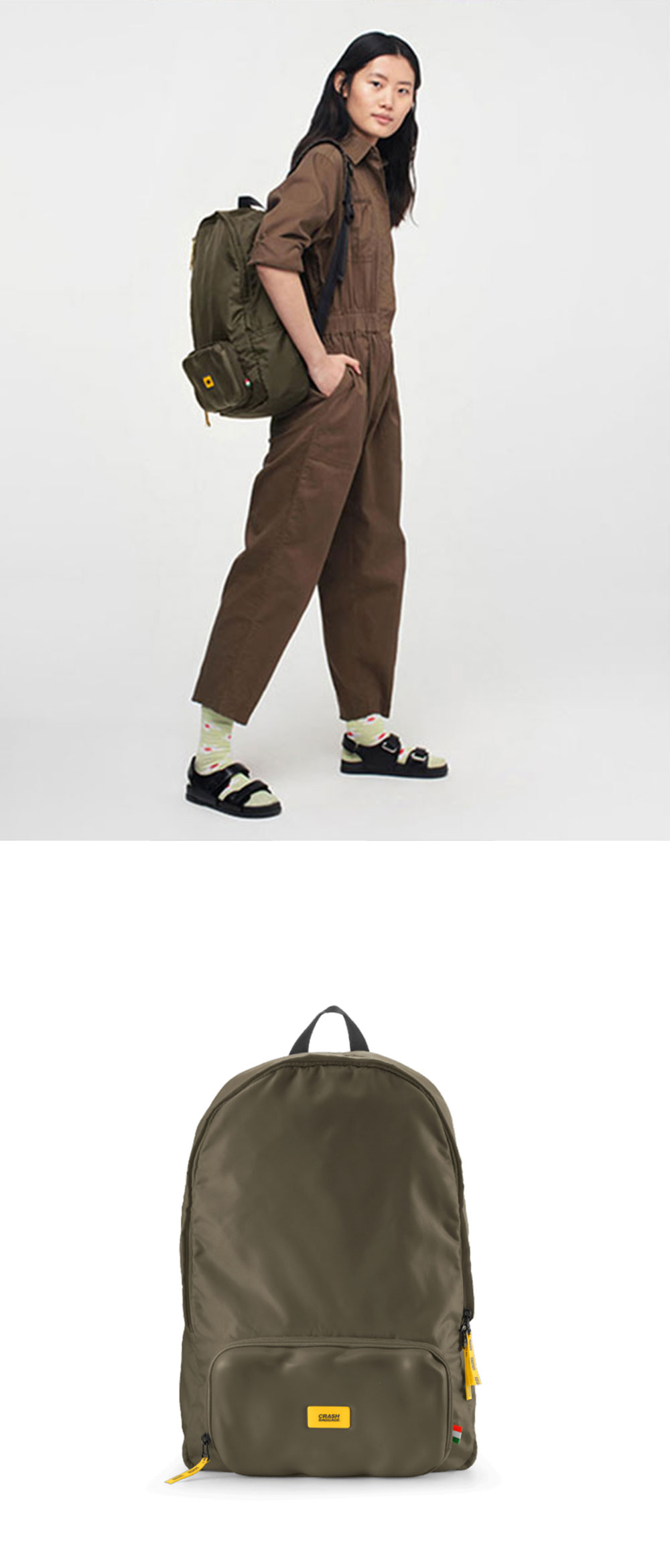 크래쉬배기지 씨앤씨 백팩 올리브 | CRASH BAGGAGE | KREAM