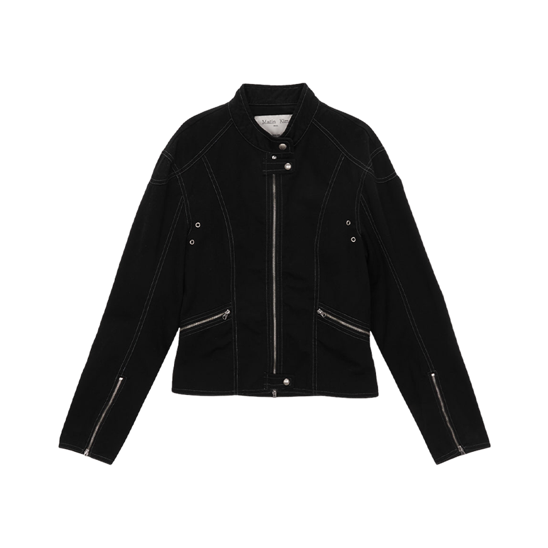 (W) 마뗑킴 코튼 바이커 점퍼 블랙 | Matin Kim | KREAM