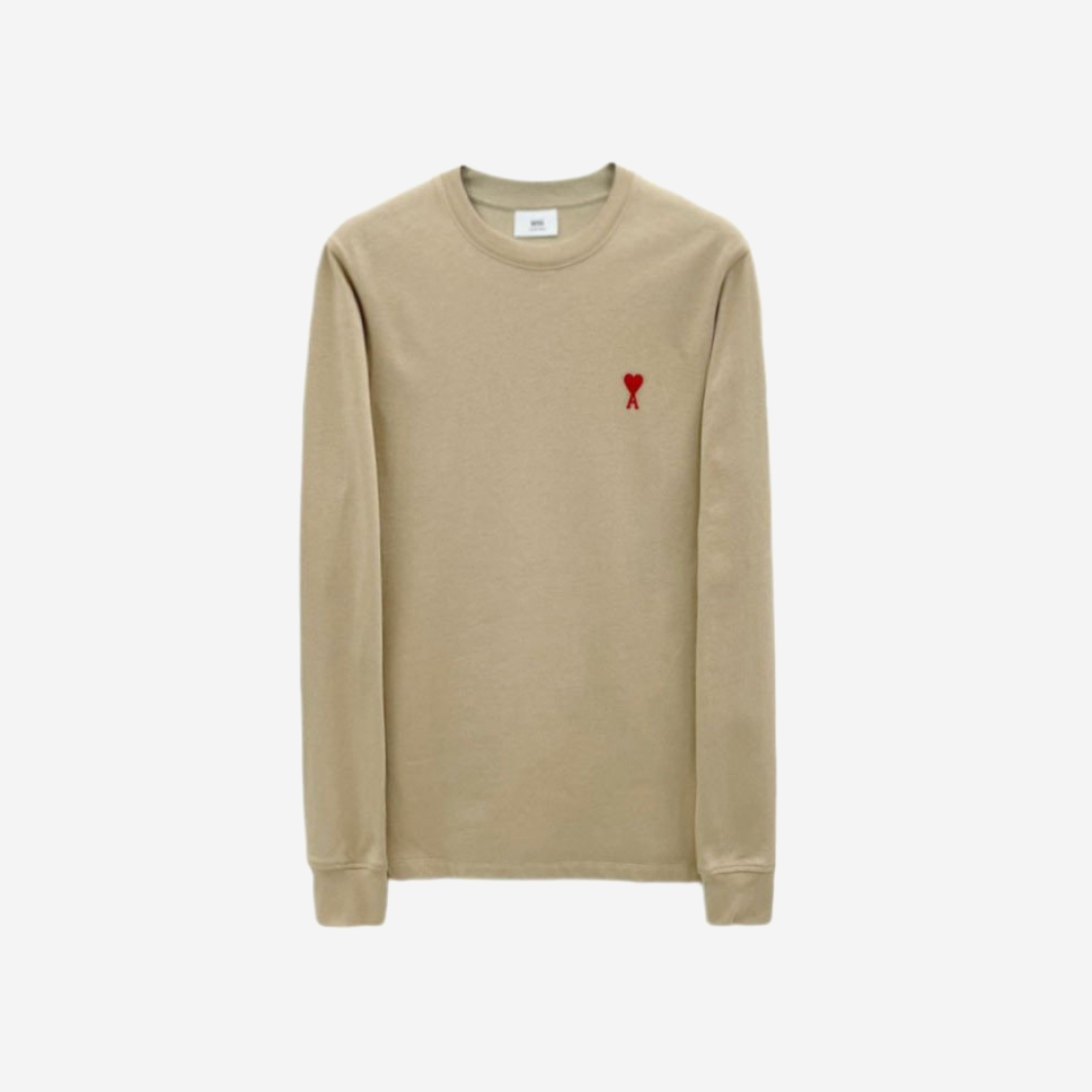 아미 스몰 하트 로고 롱슬리브 티셔츠 베이지 - 21FW | AMI | KREAM