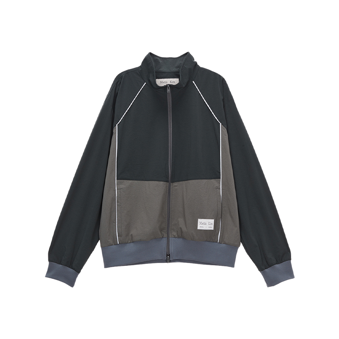 (W) 마뗑킴 파이핑 트랙 점퍼 다크 그린 | Matin Kim | KREAM