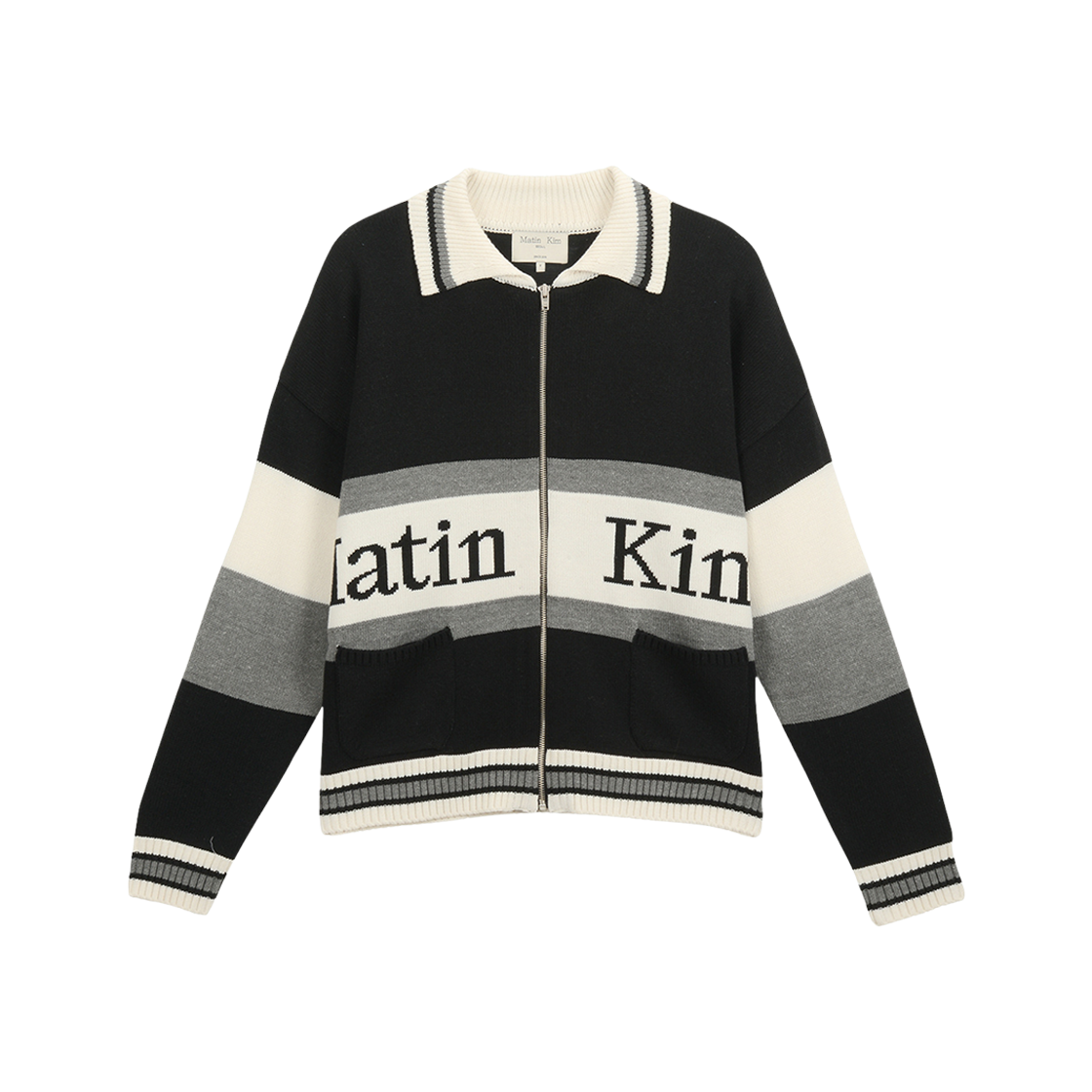 (W) 마뗑킴 스펠 칼라 집 가디건 블랙 | Matin Kim | KREAM