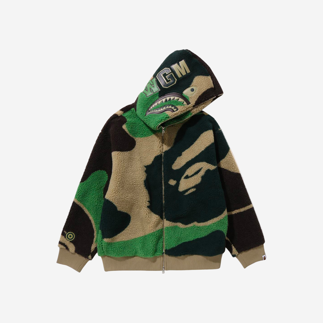 베이프 메가 Abc 카모 샤크 보아 후드 아미 그린 Bape Kream