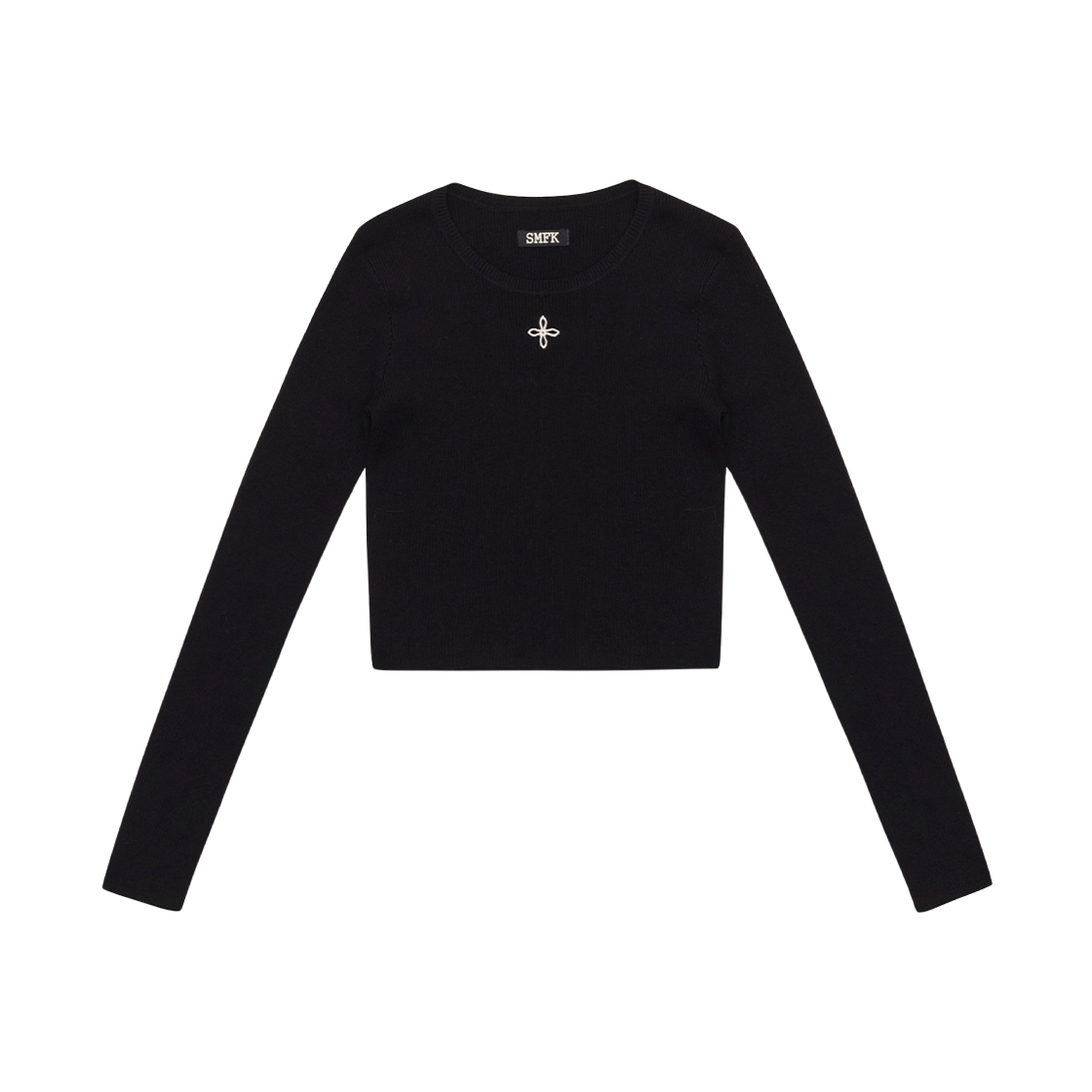 (W) 에스엠에프케이 컴퍼스 크로스 립 니트 탑 블랙 | SMFK | KREAM