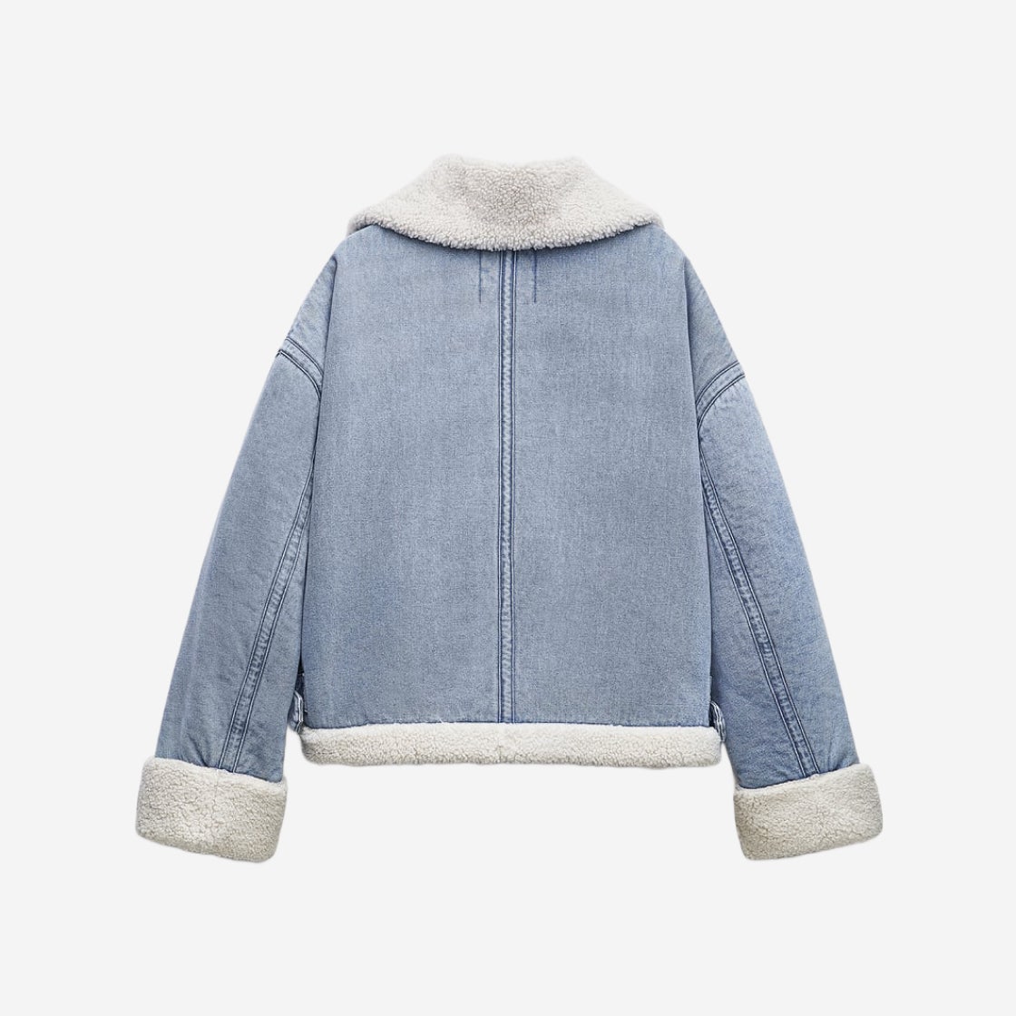 (W) 자라 ZW 페이크 셔링 바이커 점퍼 인디고 | Zara | KREAM