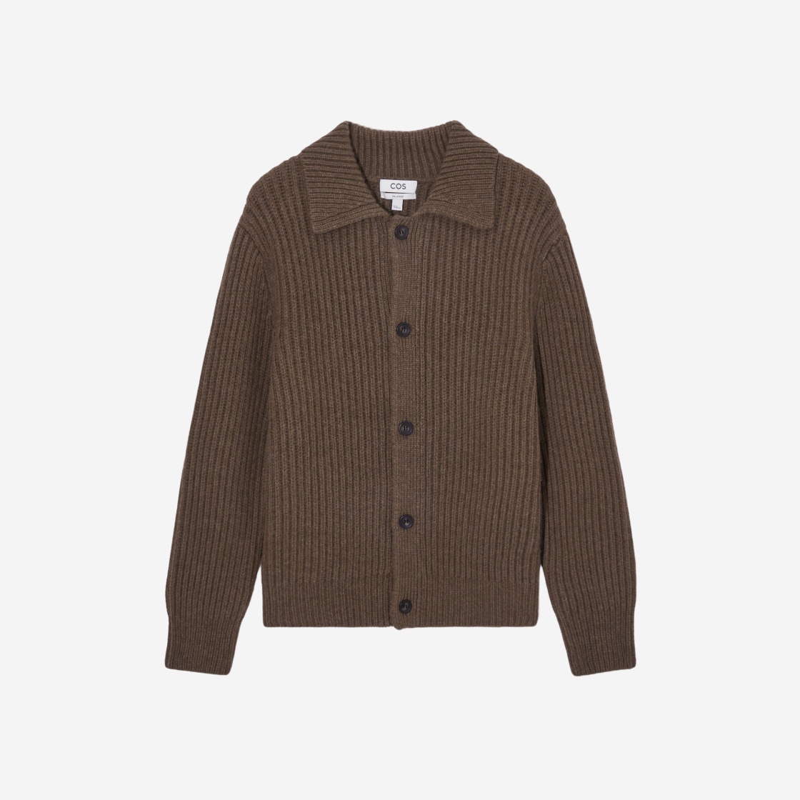 코스 리브드 알파카 블렌드 가디건 브라운 멜란지 | COS | KREAM