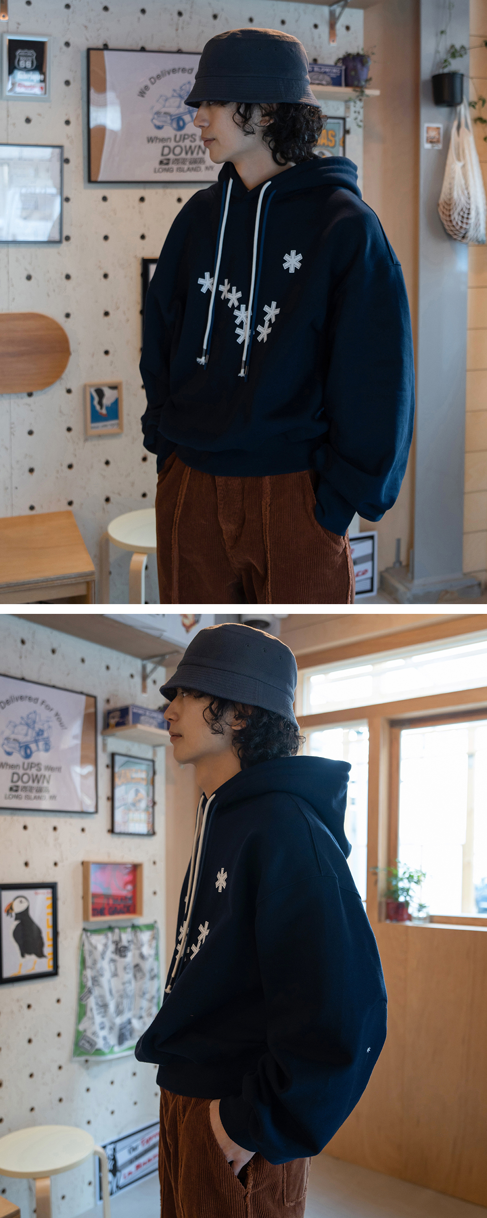 카락터 알래스카 로고 후드 네이비 | Karactor | KREAM