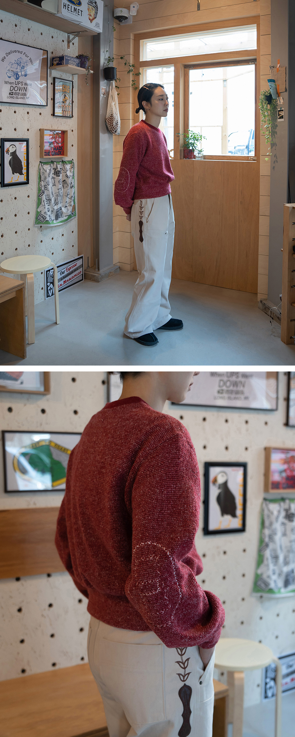 카락터 인타르시아 울 블렌디드 니트 레드 | Karactor | KREAM