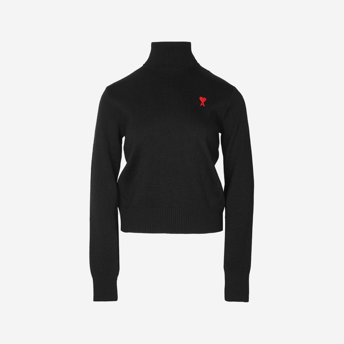 (W) 아미 레드 스몰 하트 로고 터틀넥 스웨터 블랙 - 21FW | AMI | KREAM