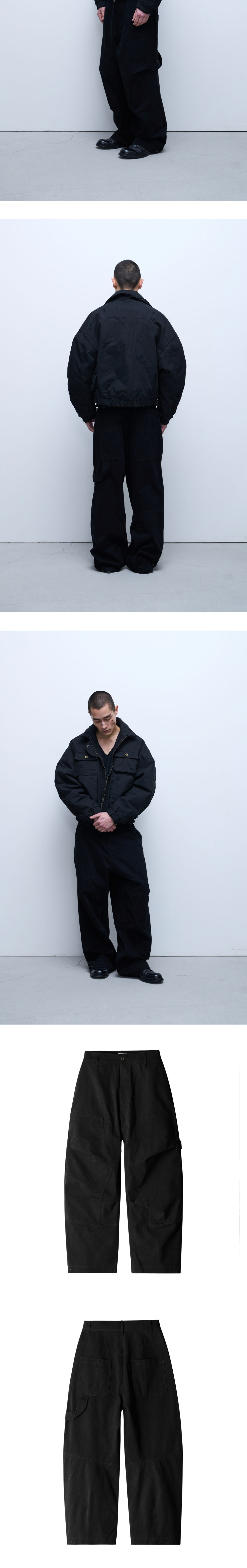 이티씨이 더블니 코튼 팬츠 블랙 | ETCE | KREAM