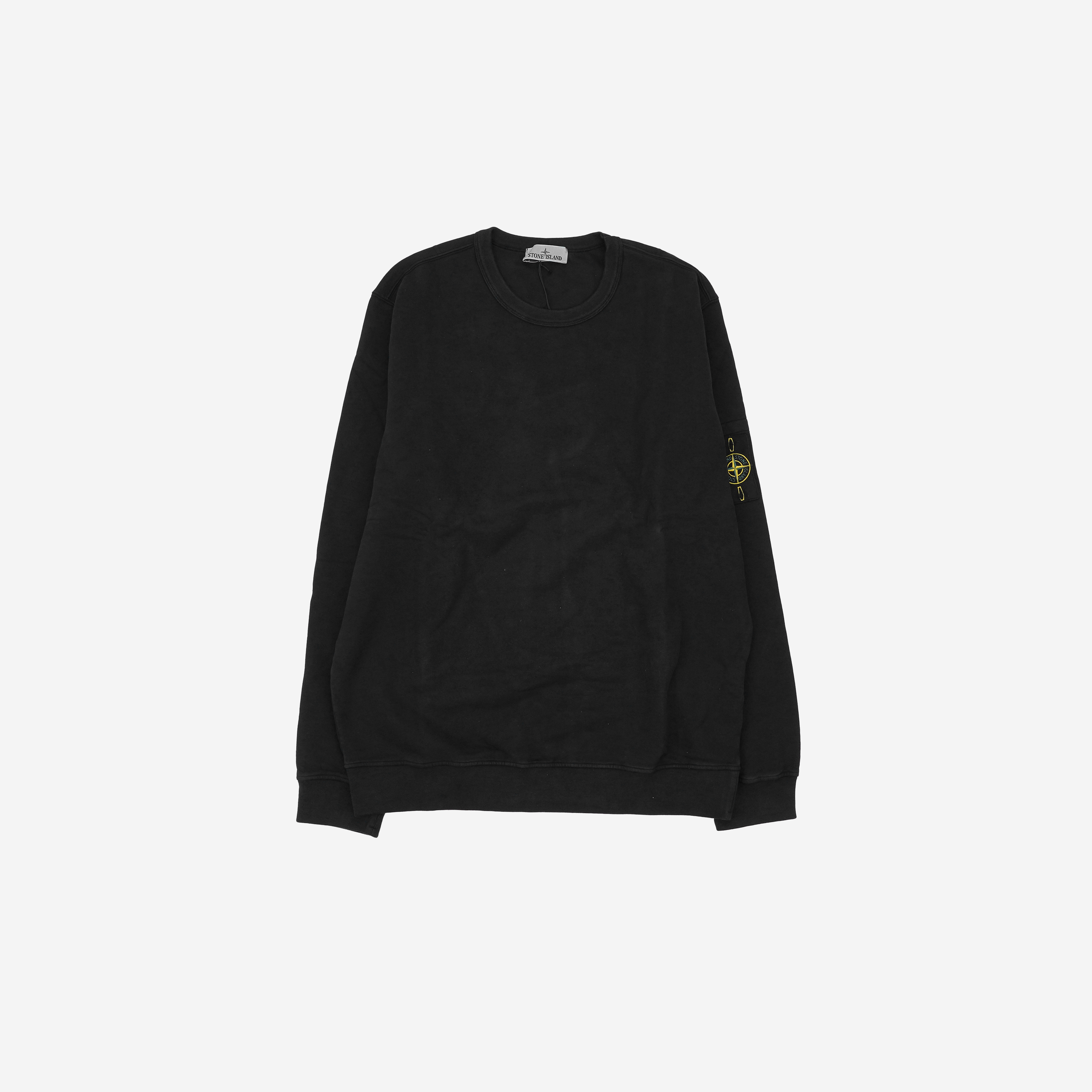 스톤 아일랜드 62420 브러쉬드 코튼 플리스 가먼트 다이드 크루넥 스웨트셔츠 블랙 - 23FW | KREAM