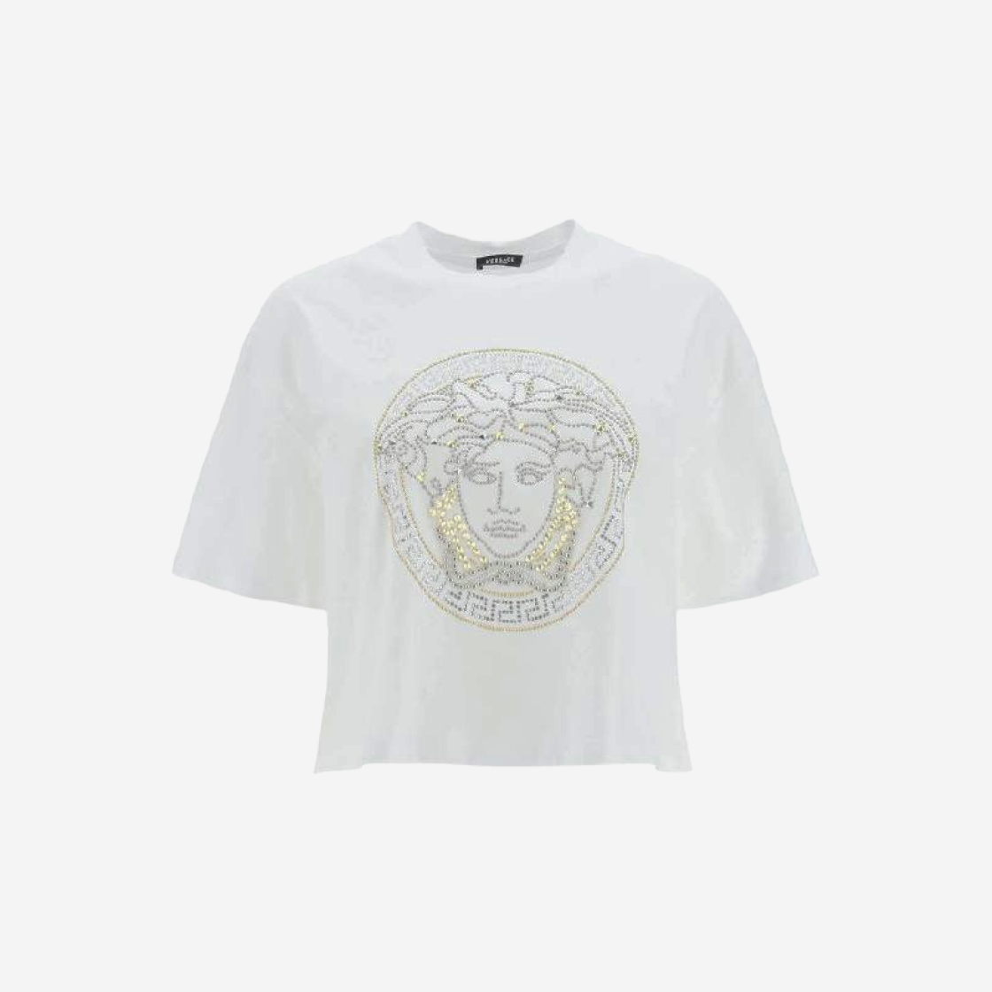(W) 베르사체 스터드 메두사 크롭 탑 블랙 | Versace | KREAM