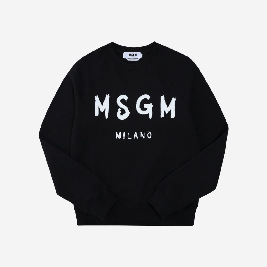 (W) 엠에스지엠 브러쉬드 로고 코튼 크루넥 스웨트셔츠 블랙 | MSGM | KREAM