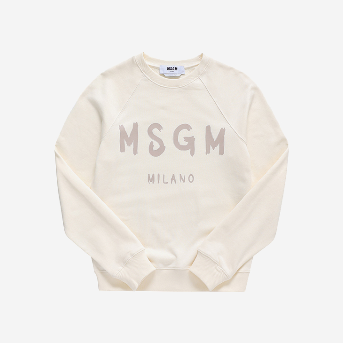 (W) 엠에스지엠 브러쉬드 로고 코튼 크루넥 스웨트셔츠 아이보리 | MSGM | KREAM