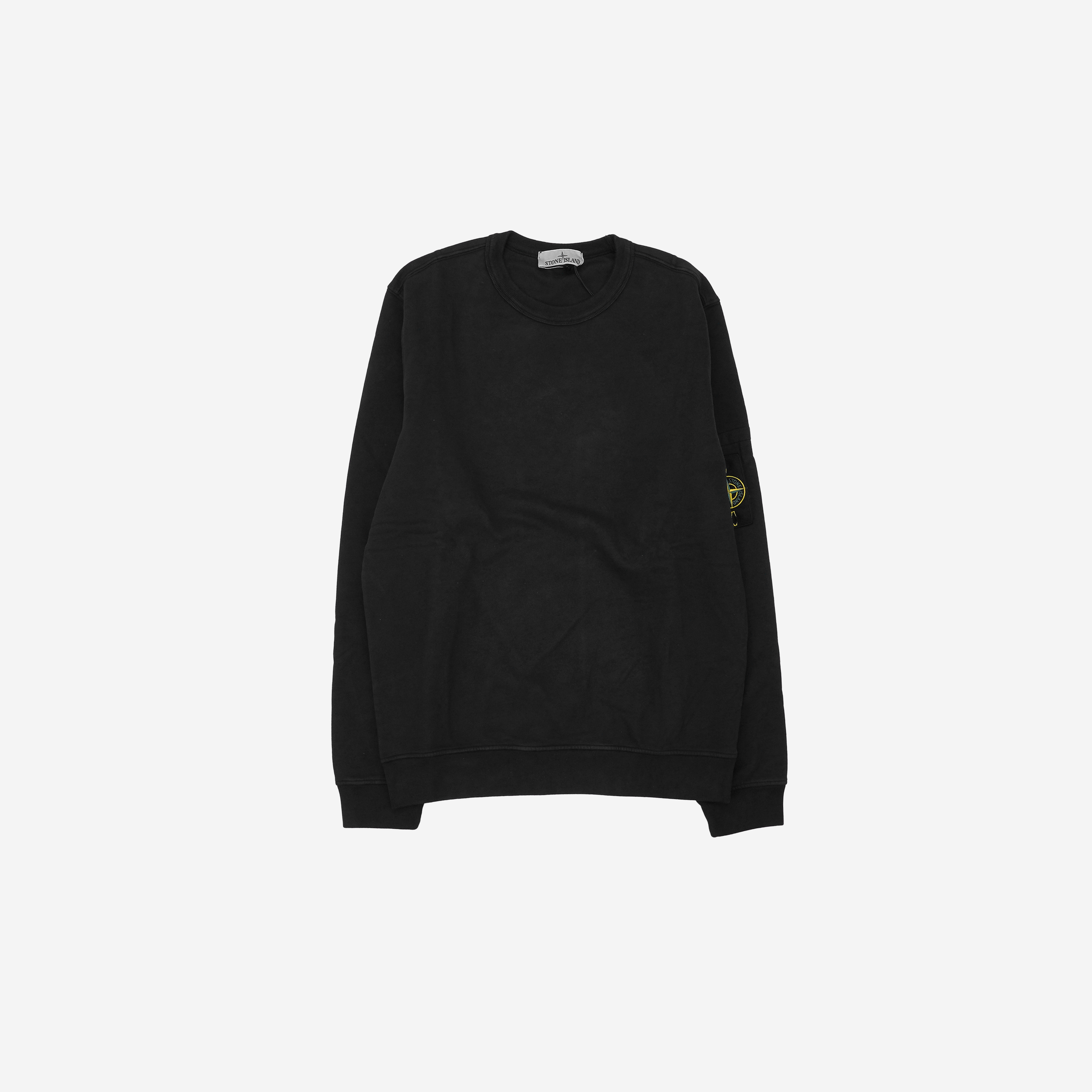 스톤 아일랜드 62420 브러쉬드 코튼 플리스 가먼트 다이드 크루넥 스웨트셔츠 블랙 - 23FW | KREAM