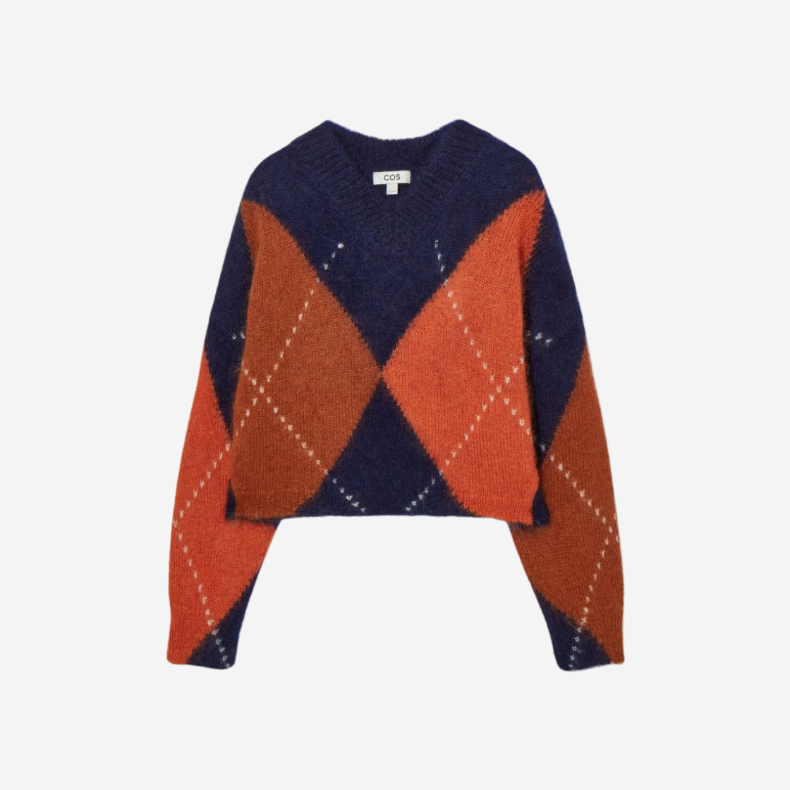 (W) 코스 크롭 브이넥 모헤어 스웨터 네이비 | COS | KREAM
