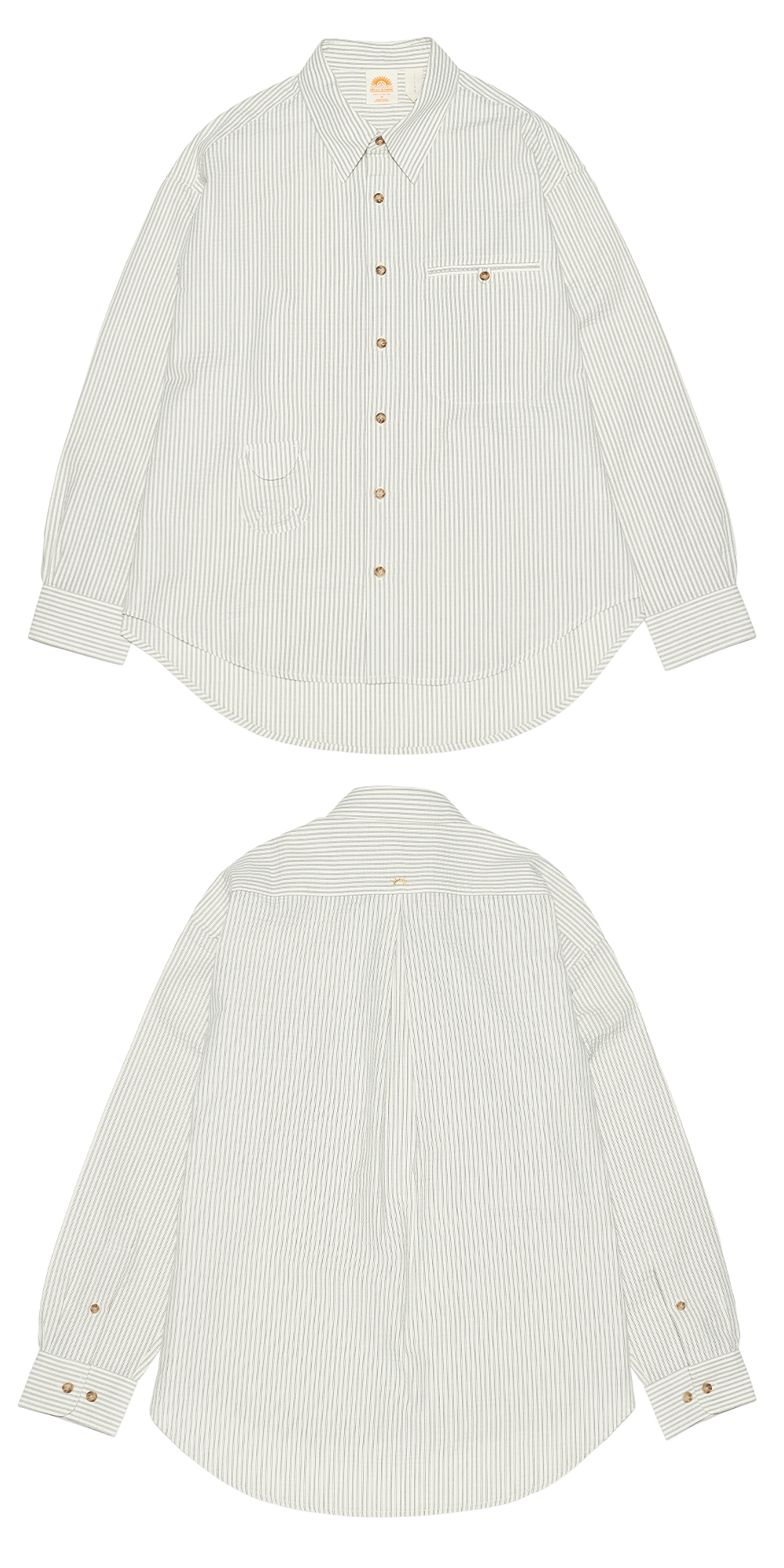 헬로선라이즈 트래블 셔츠 그레이 스트라이프 | Hello Sunrise | KREAM