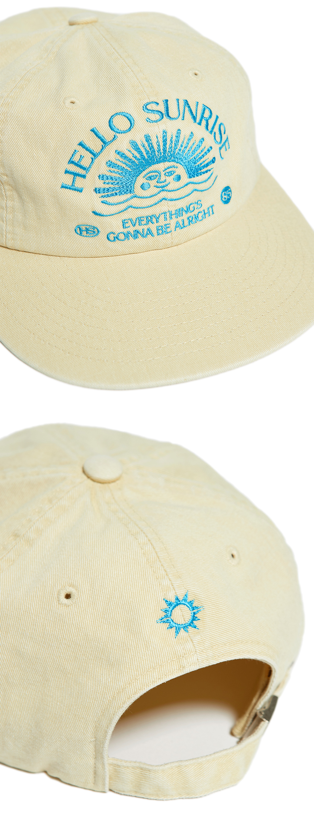헬로선라이즈 워시드 HS 아치 로고 6패널 캡 버터 옐로우 | Hello Sunrise | KREAM