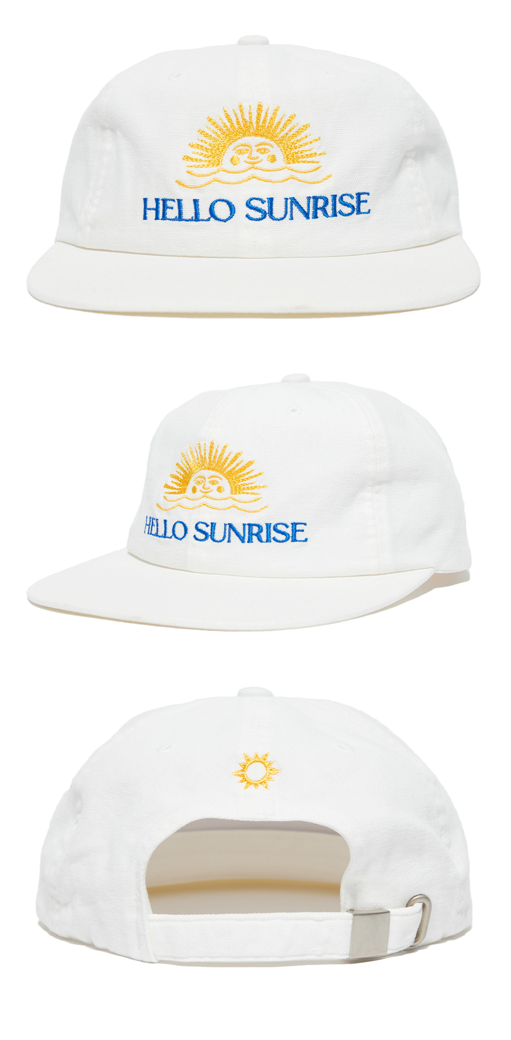 헬로선라이즈 워시드 투톤 로고 6패널 캡 오프 화이트 | Hello Sunrise | KREAM