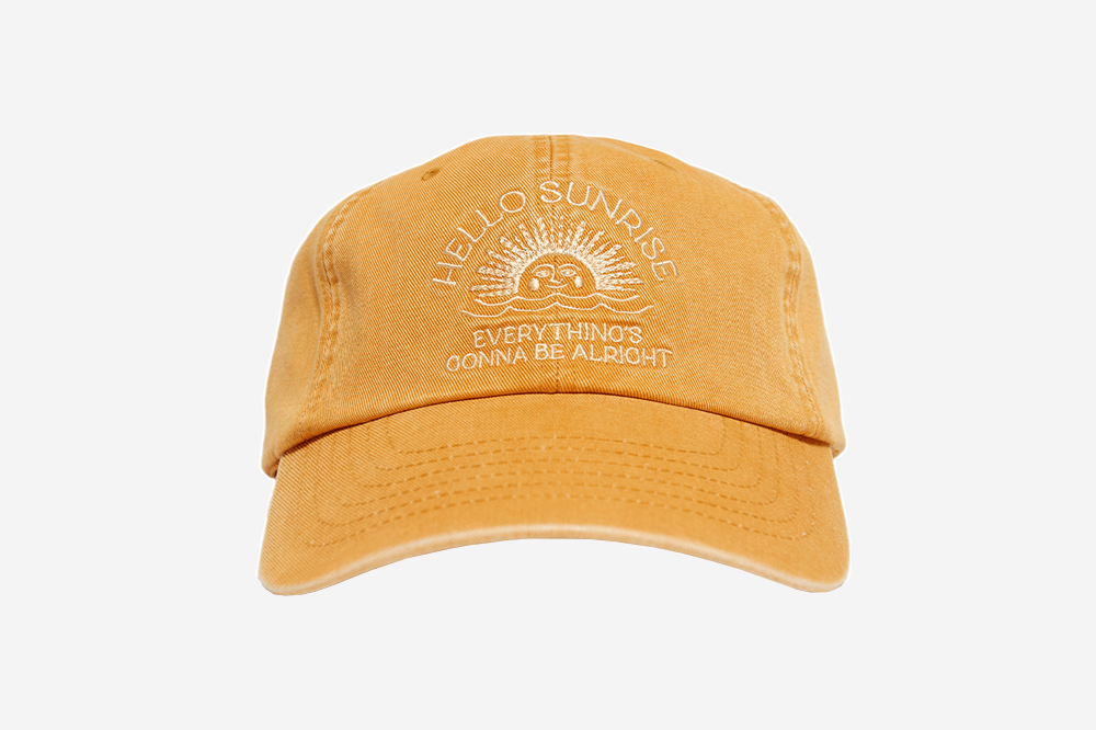 헬로선라이즈 워시드 빈티지 아치 로고 볼 캡 선셋 오렌지 | Hello Sunrise | KREAM