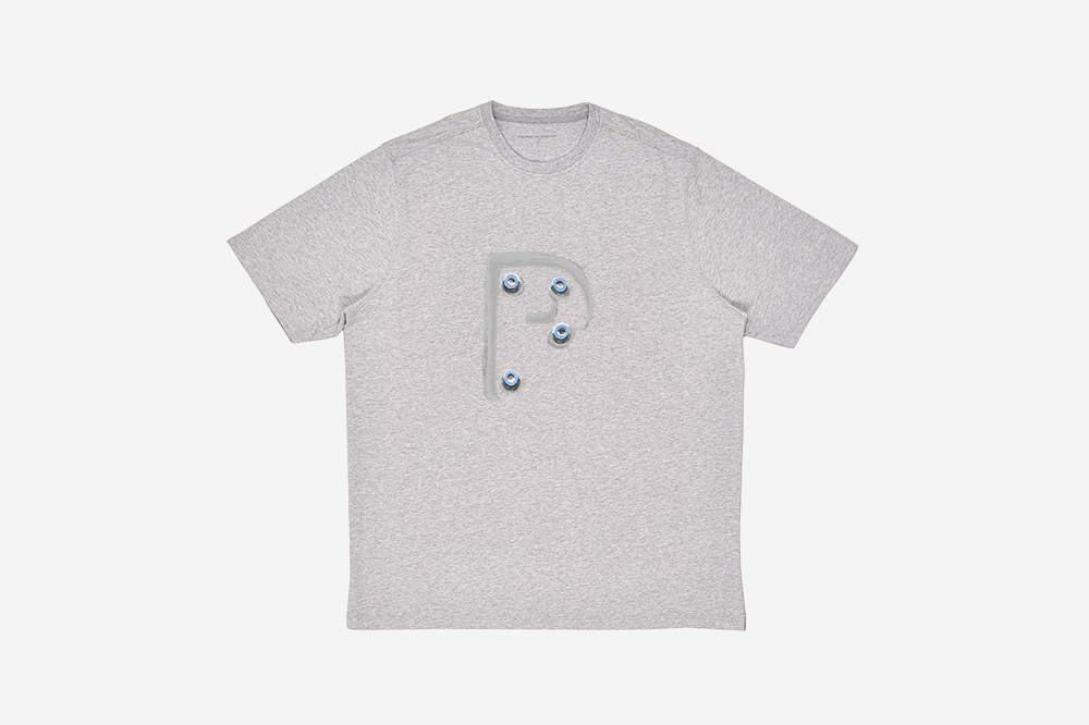 팝 트레이딩 컴퍼니 미스 레터 로고 티셔츠 그레이 헤더 | Pop Trading Company | KREAM