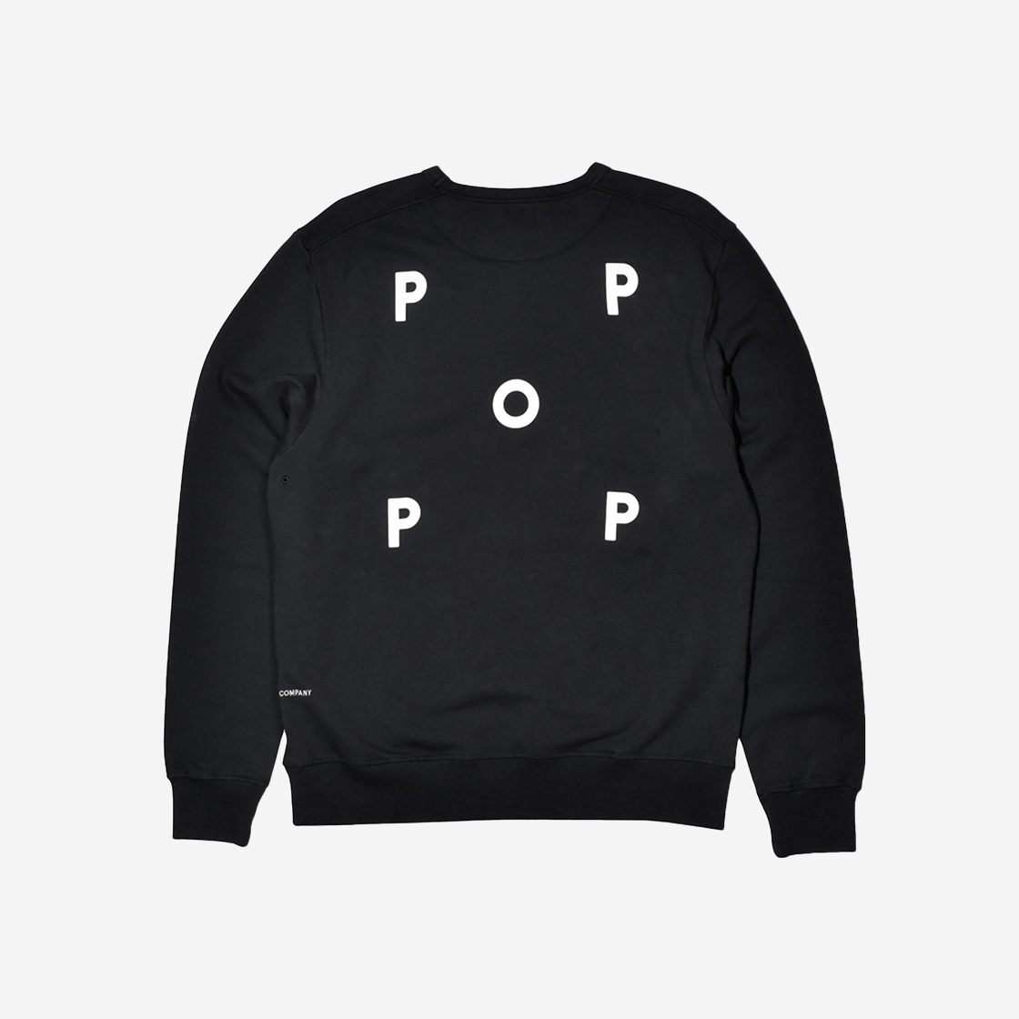 팝 트레이딩 컴퍼니 로고 크루넥 스웨트 블랙 화이트 | Pop Trading Company | KREAM