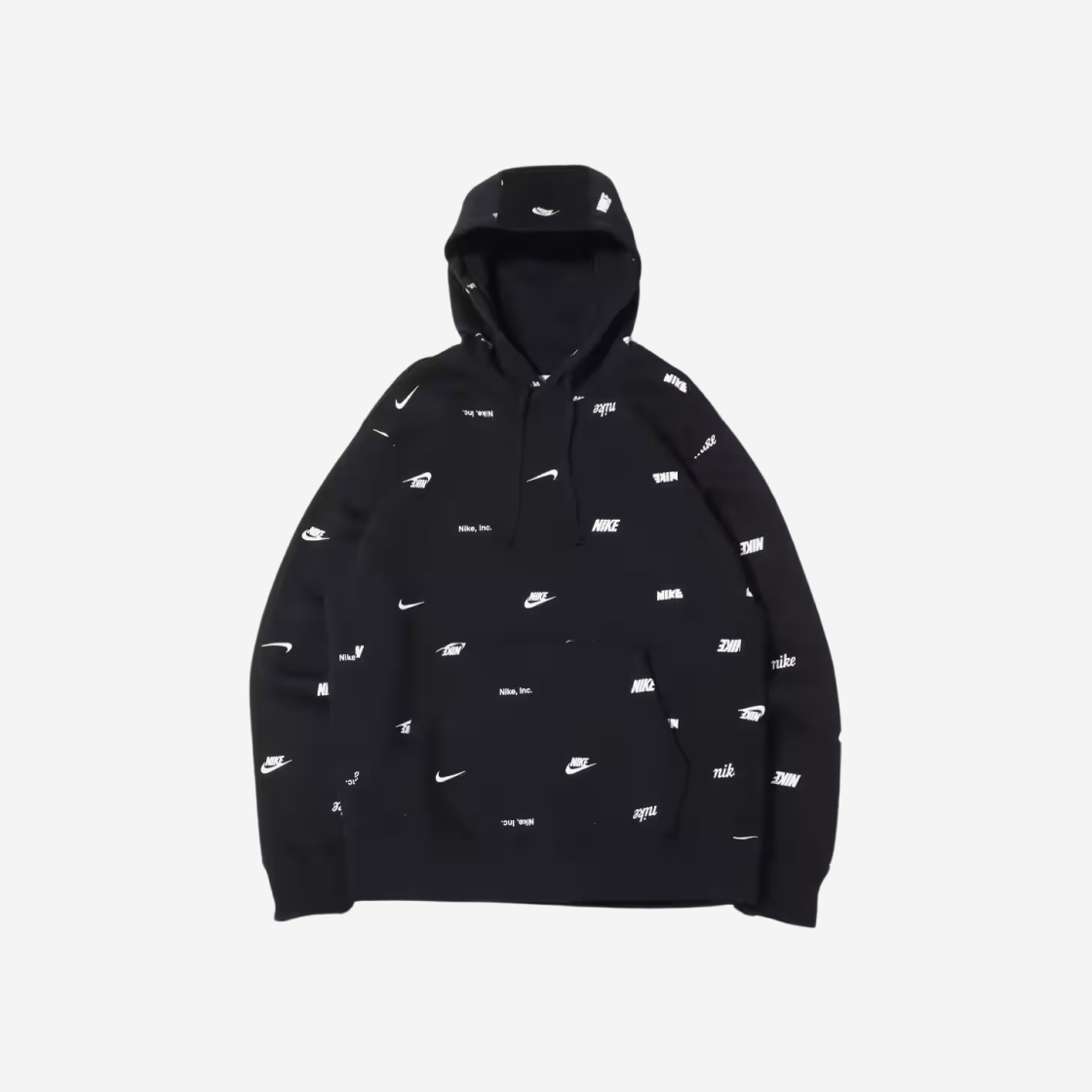 나이키 클럽 플리스 올오버 프린트 풀오버 후드 블랙 화이트 - US/EU | Nike | KREAM