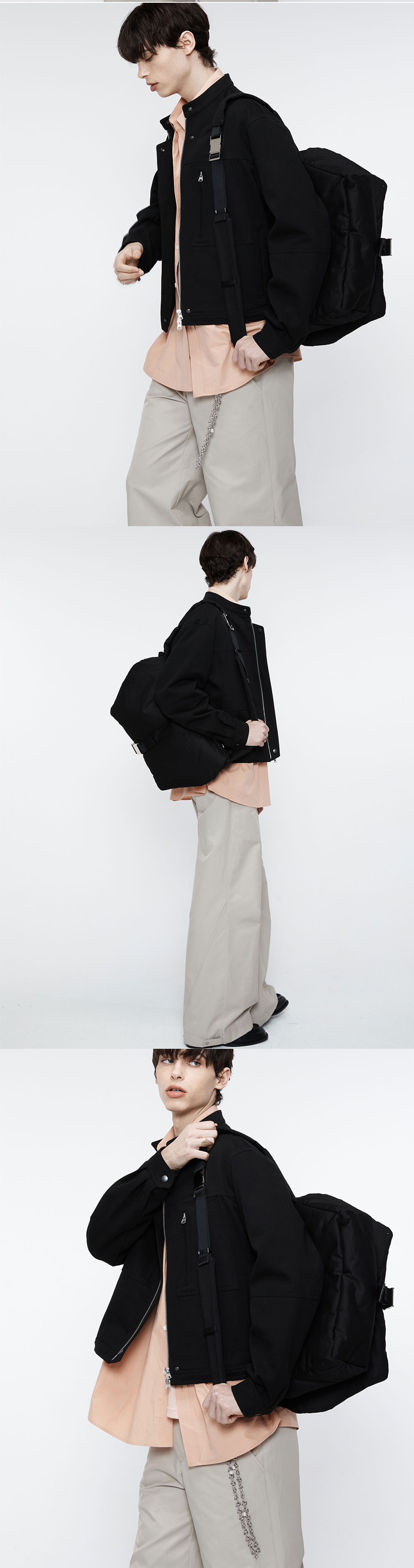 알렌느 카펜터 디테일 트윌 데님 바이커 자켓 블랙 | Haleine | KREAM