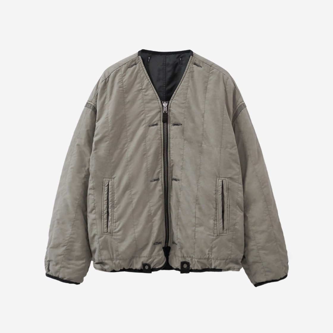 폴리테루 리버시블 라이너 자켓 블랙 & 그레이 베이지 - 24SS | Polyteru | KREAM