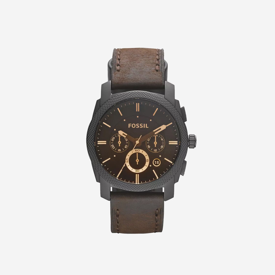 파슬 머신 미드사이즈 쿼츠 크로노그래프 42mm 블랙 레더 브라운 | Fossil | KREAM