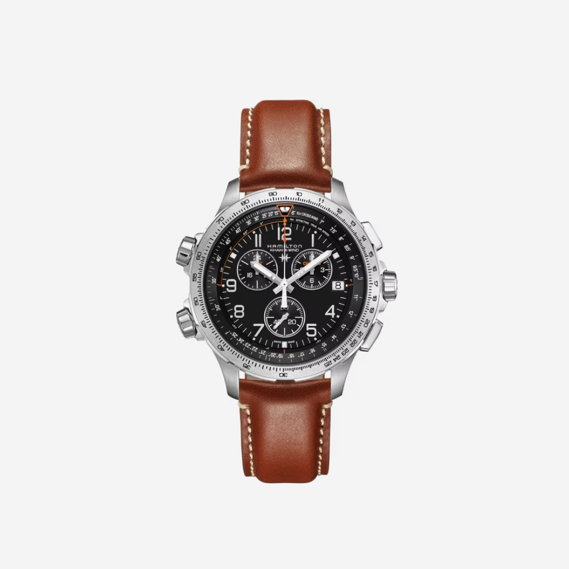 해밀턴 카키 에비에이션 엑스윈드 GMT 크로노 쿼츠 46mm 스테인리스 스틸 카우 레더 블랙 | Hamilton | KREAM