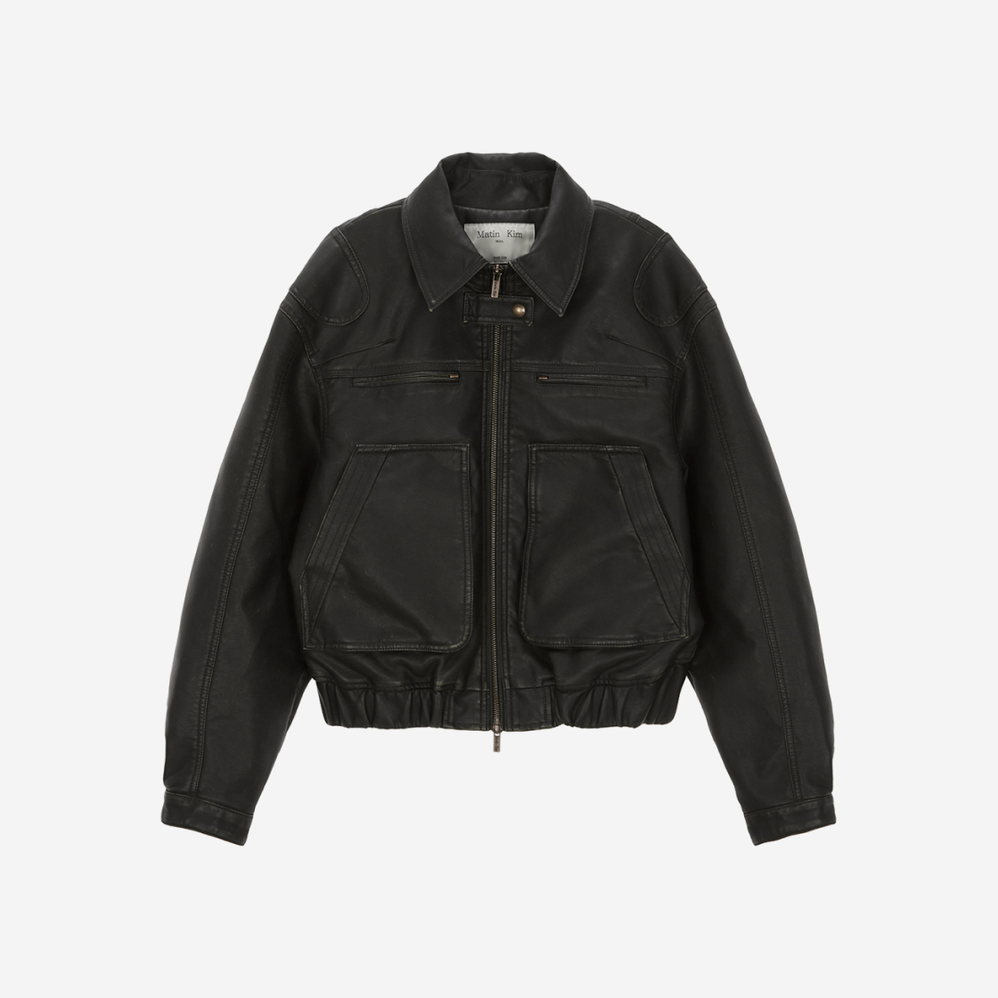 (W) 마뗑킴 빅 포켓 포우 레더 봄버 점퍼 블랙 | Matin Kim | KREAM