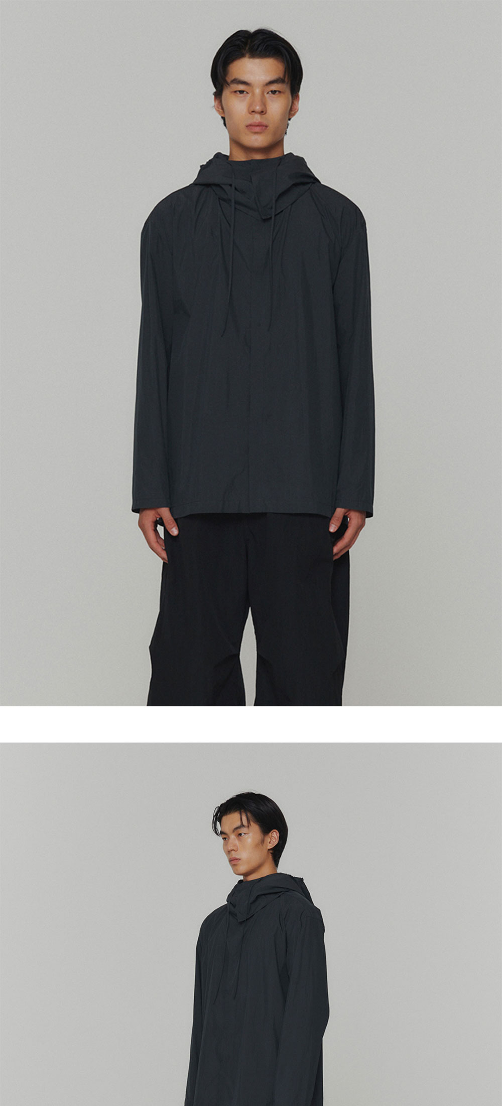 아모멘토 디테처블 후디 셔츠 차콜 | AMOMENTO | KREAM