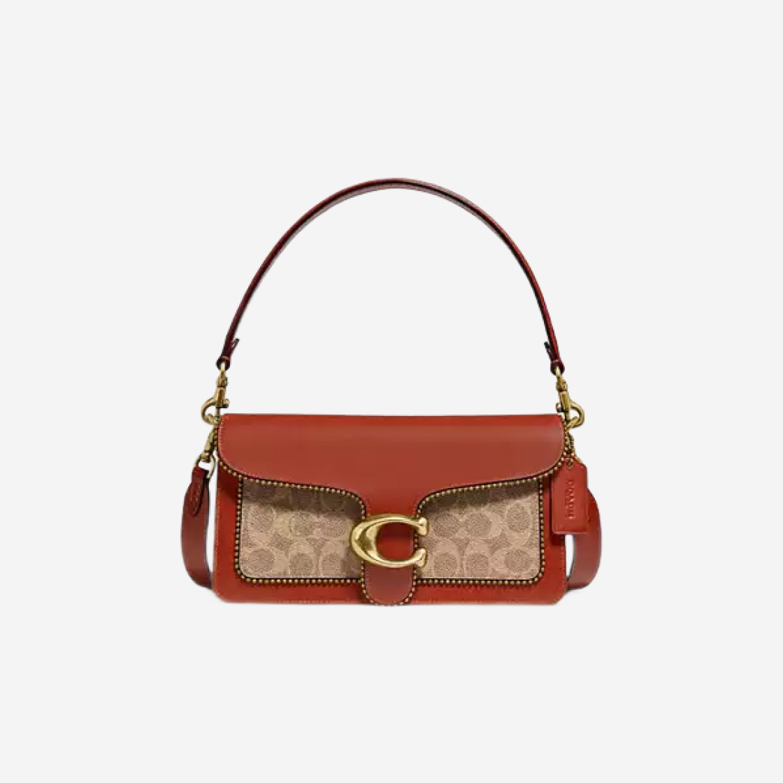 코치 타비 숄더백 26 시그니쳐 캔버스 비드체인 탄 러스트 | Coach | KREAM