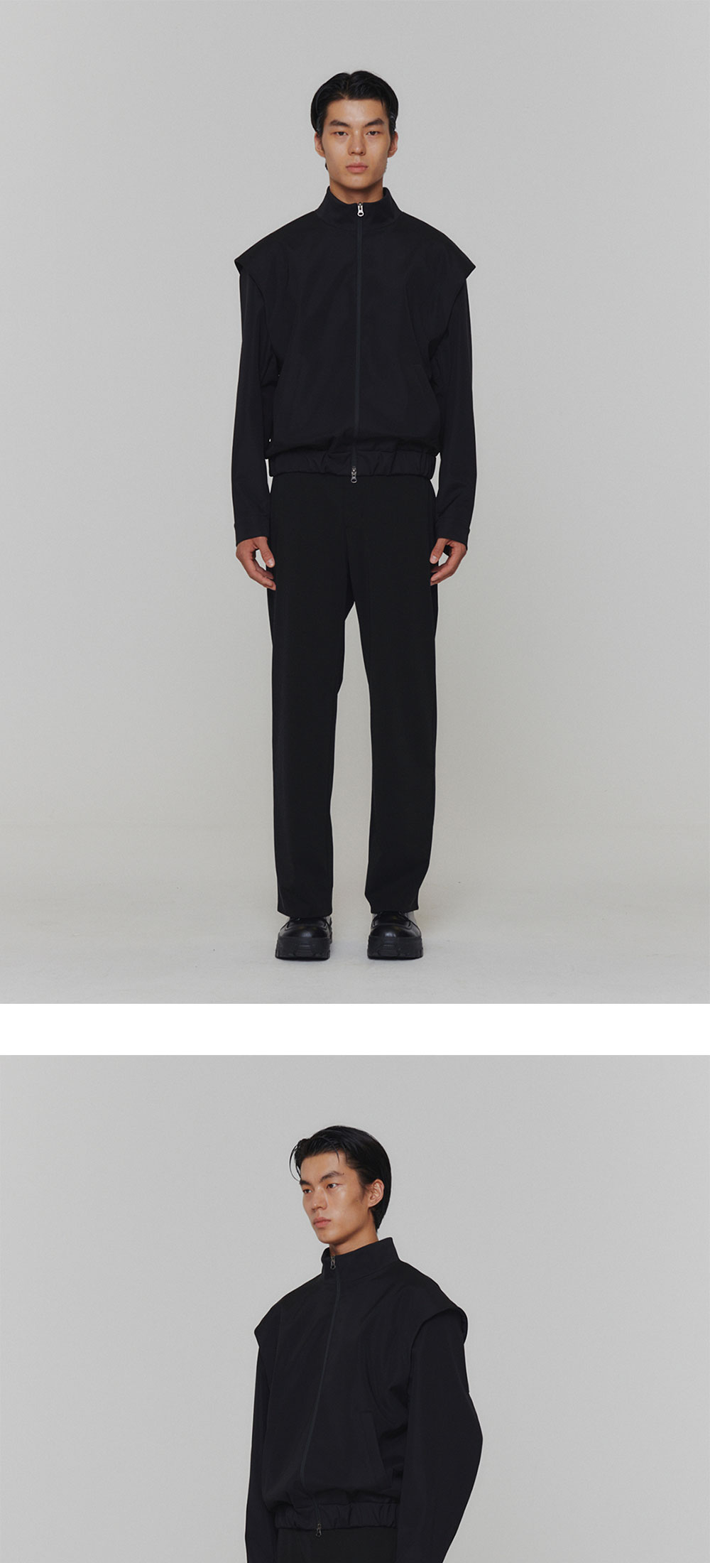 아모멘토 하이 넥 디테처블 슬리브 점퍼 블랙 | AMOMENTO | KREAM