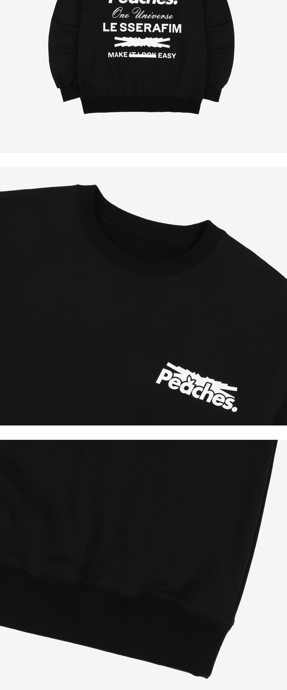 [르세라핌 x 피치스] 스테이플 크루넥 스웨트셔츠 | LE SSERAFIM OFFICIAL MERCH. | KREAM