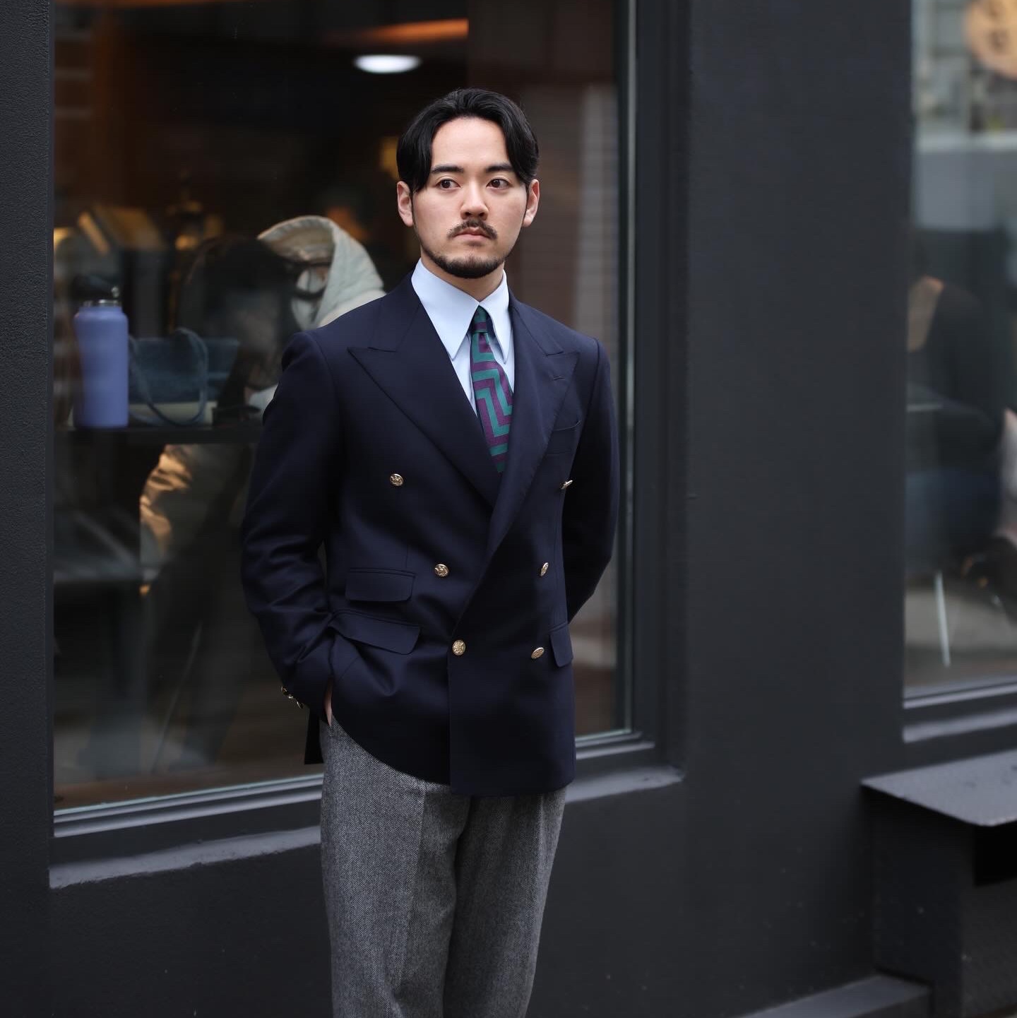 Navy double blazer | KREAM