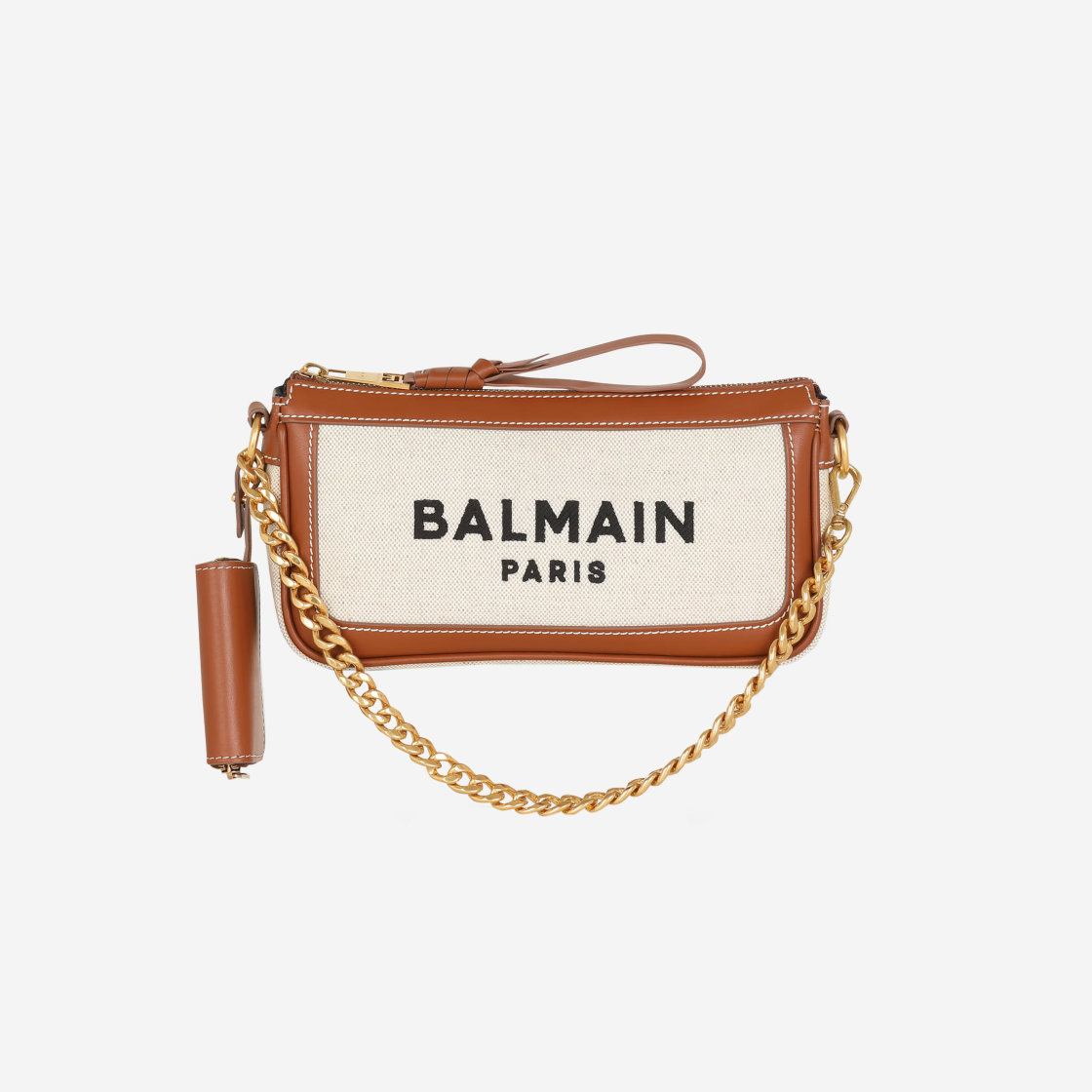 발망 레더 인서트 B-아미 캔버스 클러치백 브라운 | Balmain | KREAM