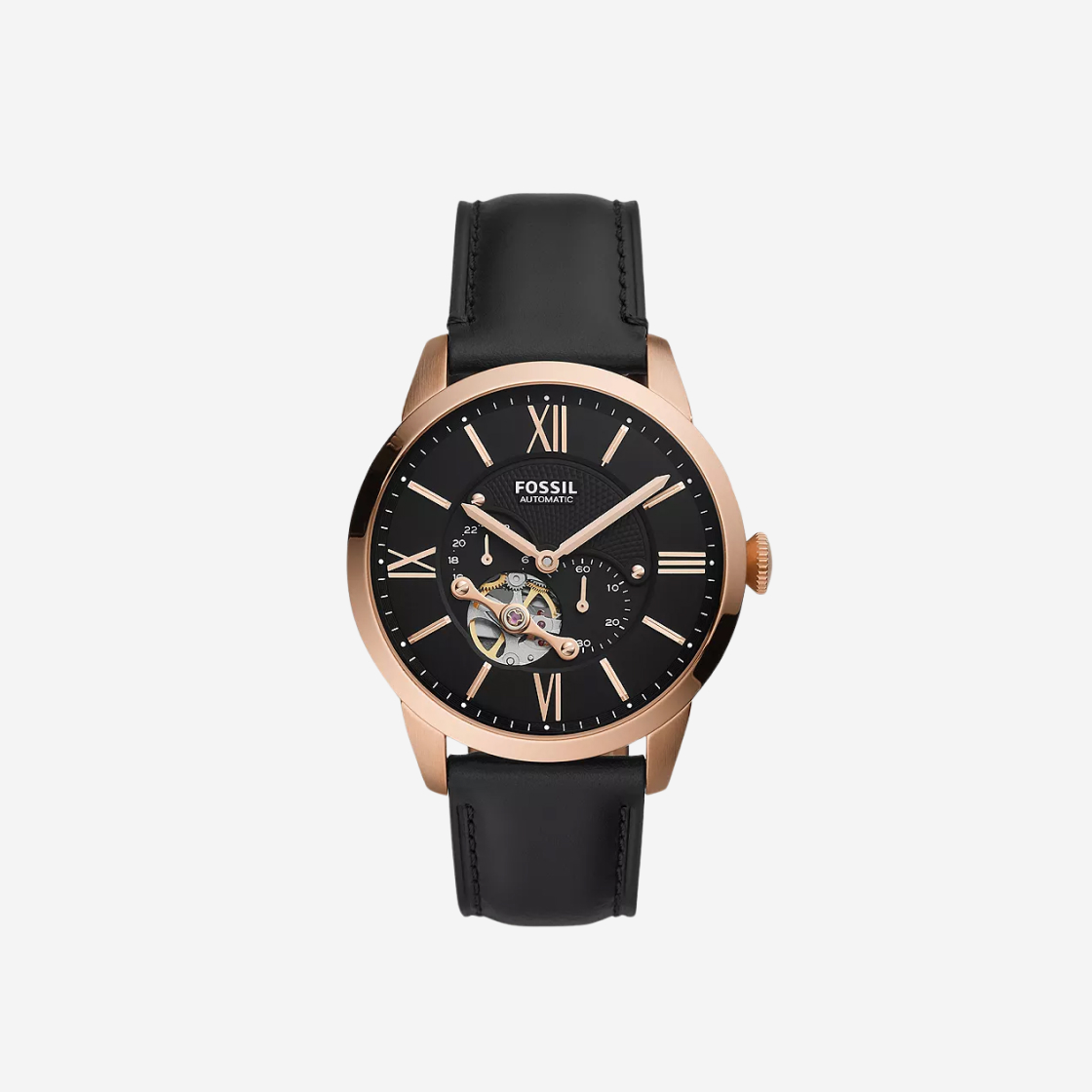 파슬 타운스맨 오토매틱 44mm 레더 로즈 골드 블랙 | Fossil | KREAM