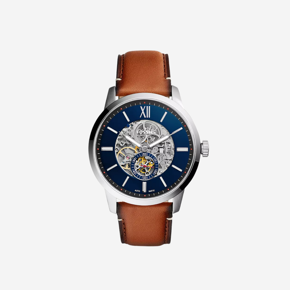 파슬 타운스맨 메카니컬 오토매틱 48mm 레더 블루 실버 라이트 브라운 | Fossil | KREAM