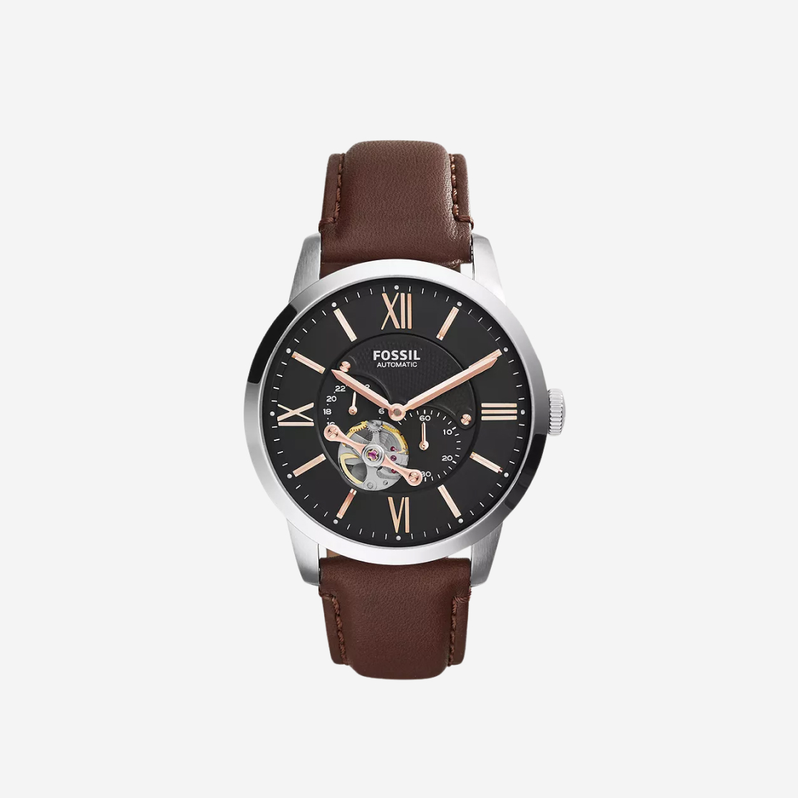 파슬 타운스맨 메카니컬 오토매틱 45mm 레더 블랙 실버 브라운 | Fossil | KREAM