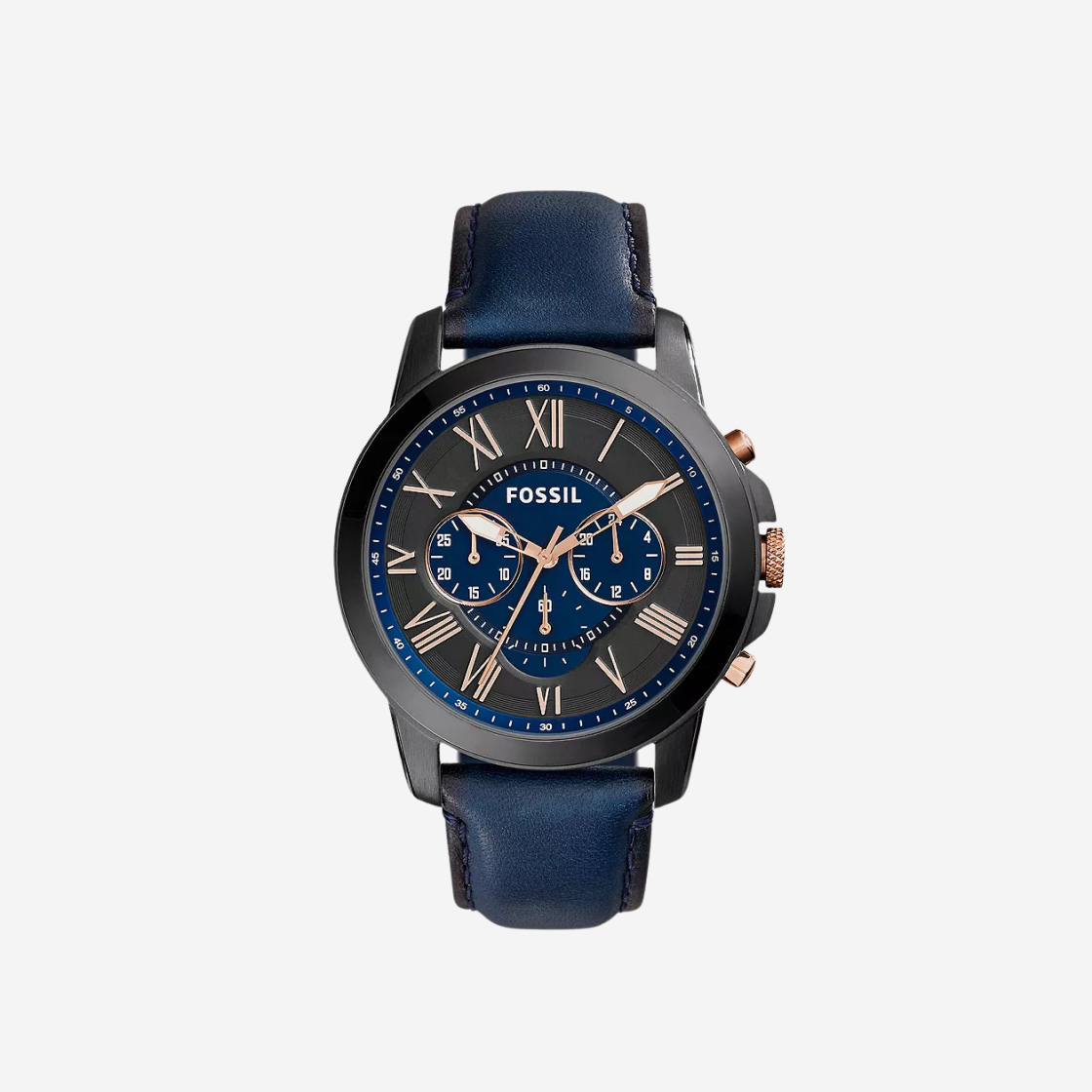 파슬 그랜트 쿼츠 크로노그래프 44mm 제뉴인 레더 블랙 스모크 네이비 | Fossil | KREAM