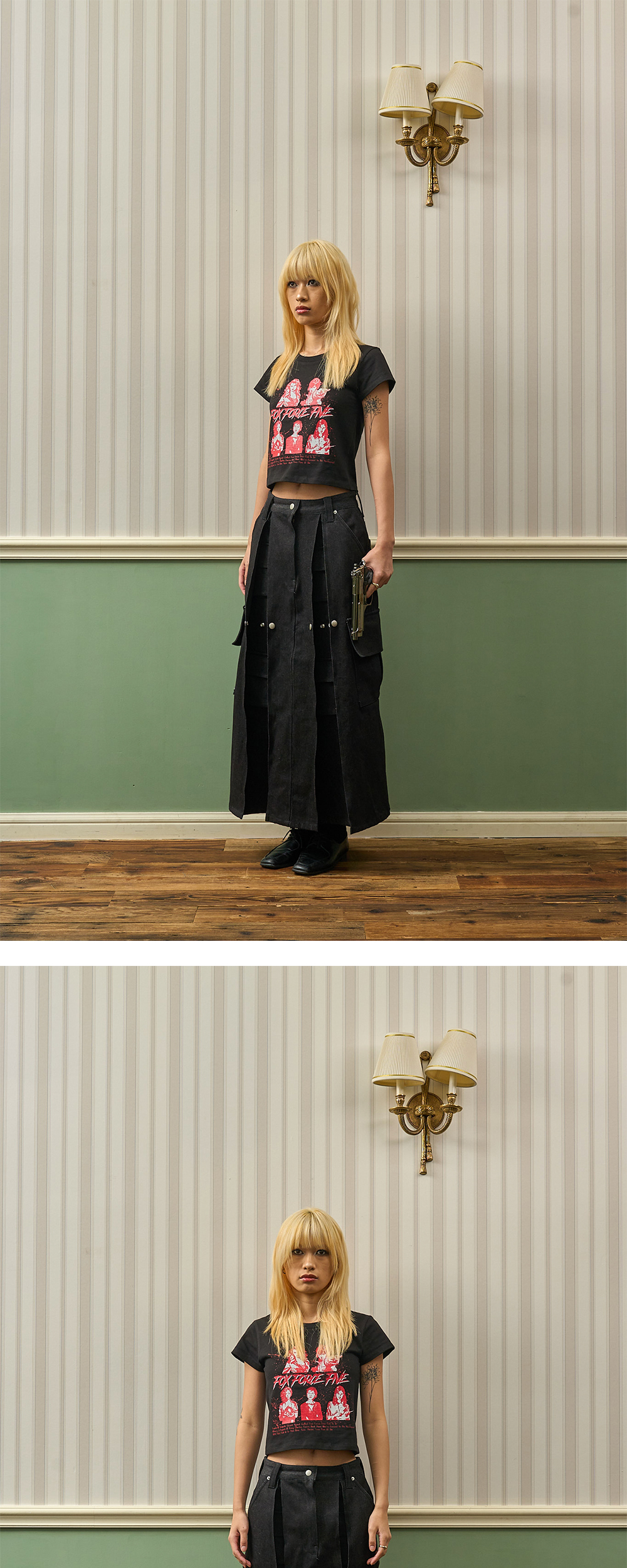 풀오브썬 플리츠 하이드 포켓 스커트 블랙 | Full of Ssun | KREAM