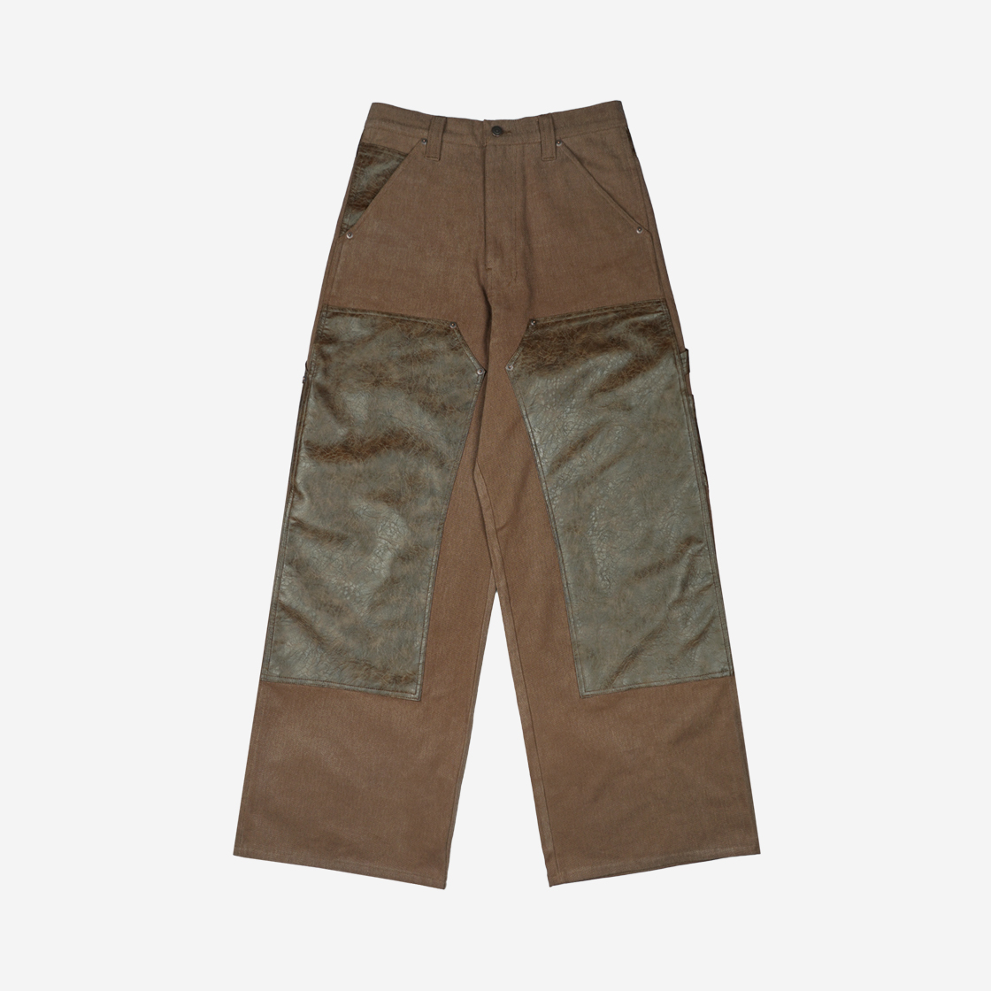 풀오브썬 레더 패치 워크 팬츠 브라운 | Full of Ssun | KREAM